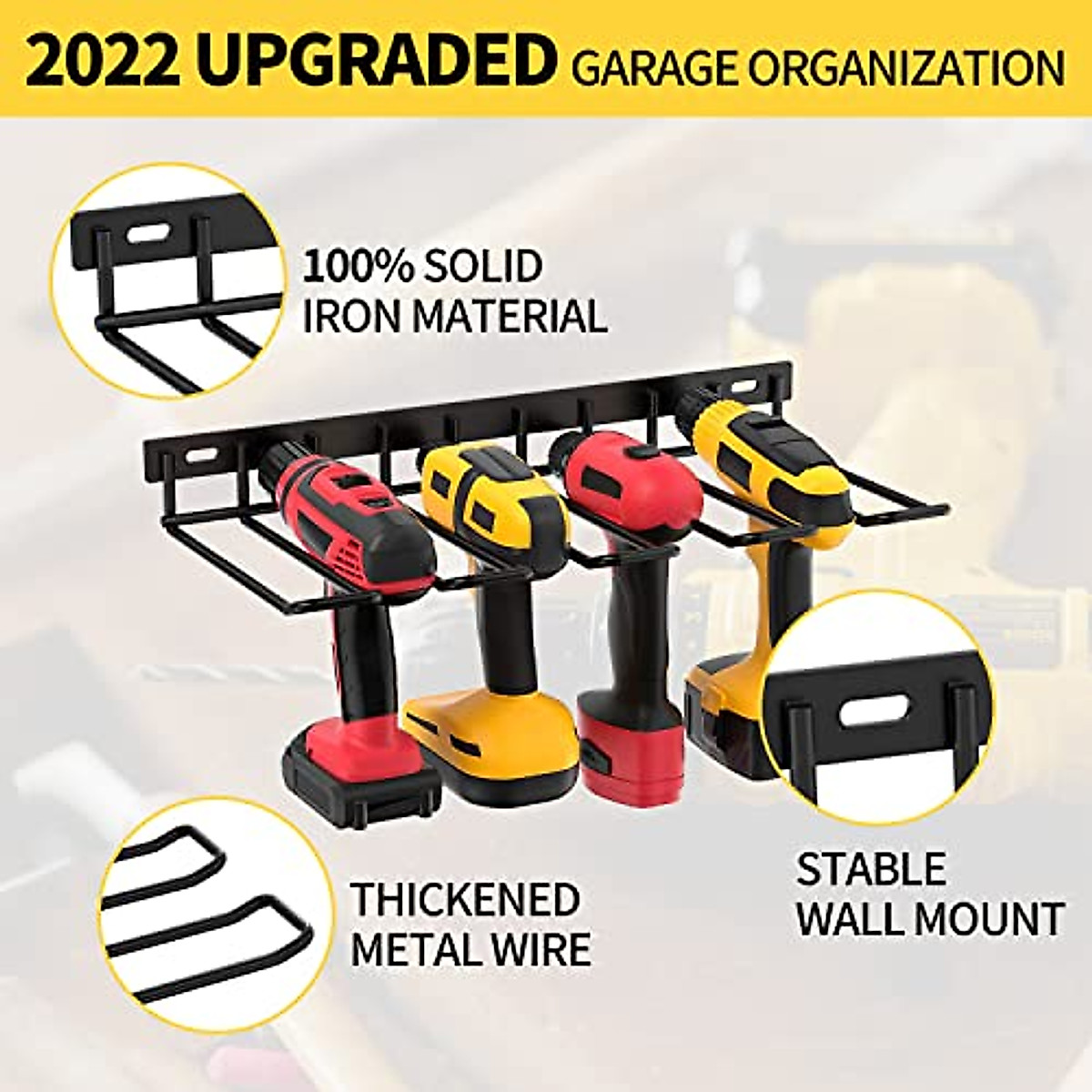 SOOANGEL Power Tool Storage Organizer, Tool charging station, Drill Charging Station Garage Organization& Storage,Heavy Duty Floating Tool Shelf for Workshop Shed Pegboard (2 Pack)