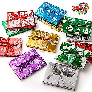 JOYIN 36 PCS Christmas Fancy Foil Gift Card Boxes with Ribbon, Decorative Wrapped Gift Card Holder Boxes (4.5" x 3.25" x 0.4") for Envelopes, Holiday Gift Decor