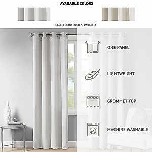 Madison Park Englewood 1-Panel Pack Window Curtain Dyed, Light Heathered Effect, Room Darkening, Grommet Top Easy to Hang, Fits up to 1.25" Diameter Rod, 50"x95" Grey