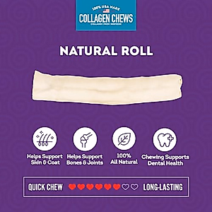 Treatly USA Collagen Rolls 9-10" Dog Chew Treats - Natural Flavor, 4 Count/1 Pack