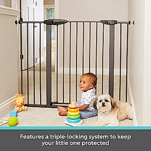 Toddleroo by North States Riverstone Extra Tall & Wide Self-Closing Baby Gate with Door. Pressure Mounted Baby Gates for Doorways, Child Gate Fits Openings 29.75” to 52” Wide. (36" Tall, Graphite)
