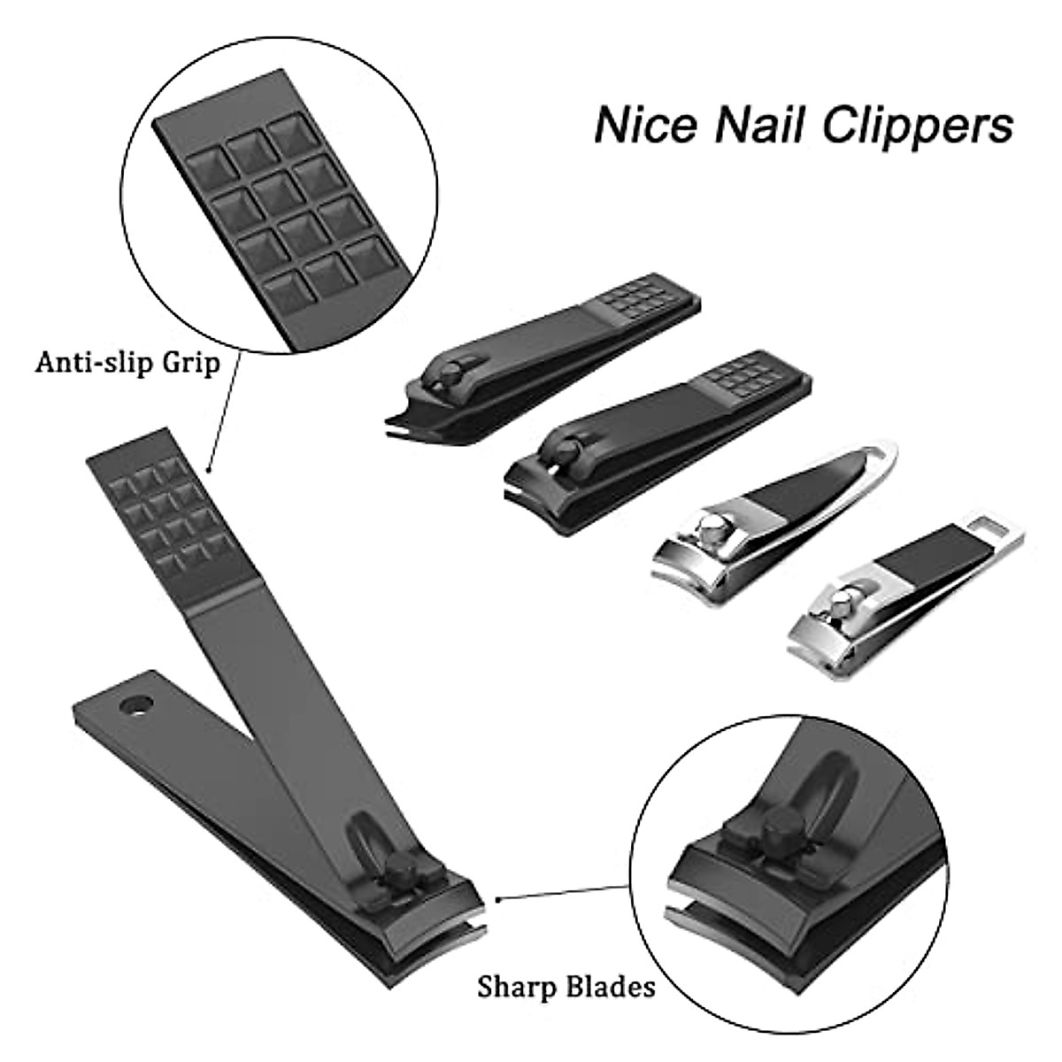 Tseifry Manicure Nail Clippers Set - 31Pcs Stainless Steel Manicure Nail Clippers Pedicure Kit, Professional Grooming Kit, with Luxurious Travel Case (Black Red)