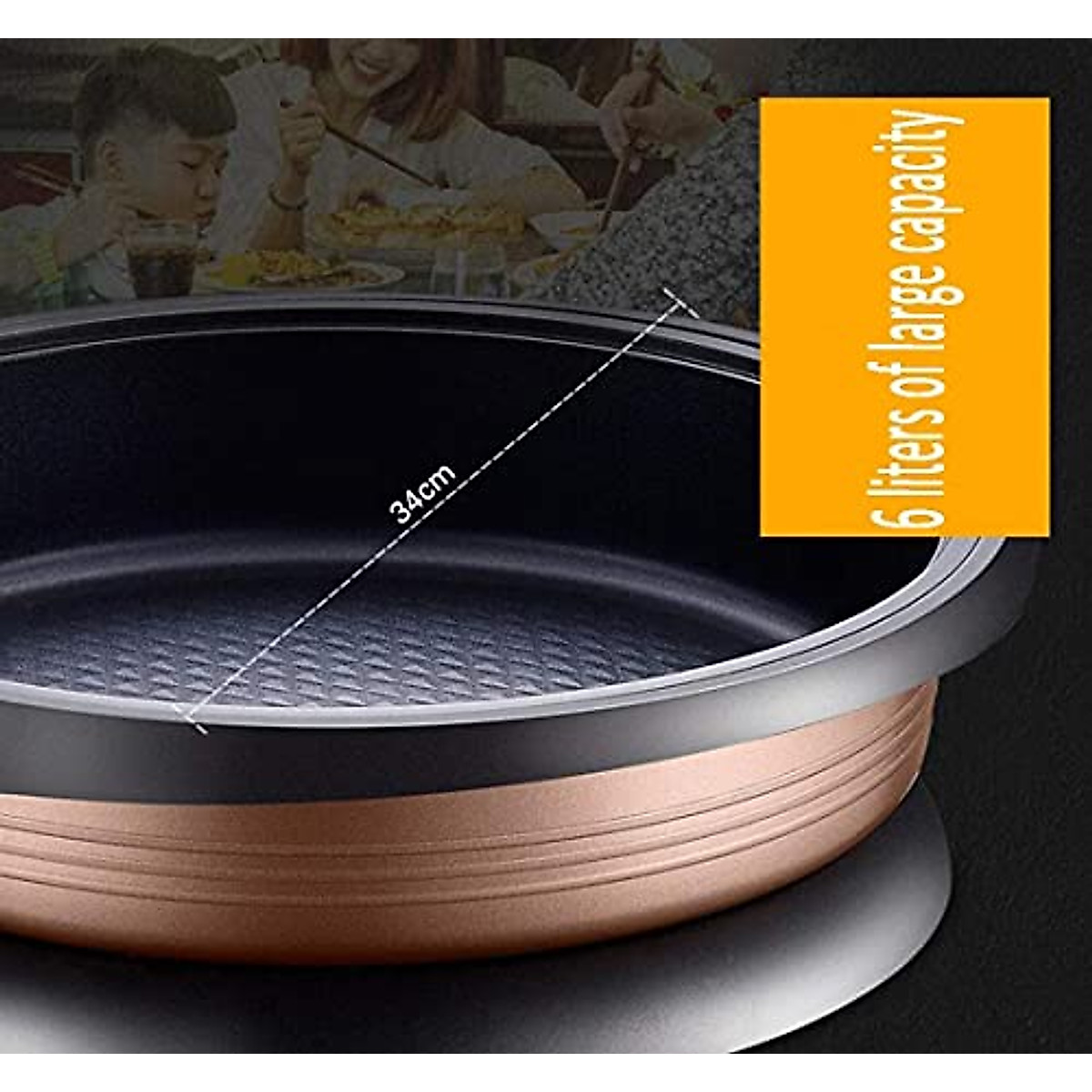 Electric Wok Multi-Function Electric Fire Pot 2 Household Electric Boiling Hot Pot Cooking 4 Fried Roast One Pot Can Be Used In Kitchen Restaurants Gourmet Cooking