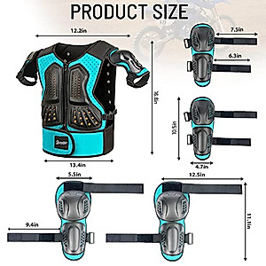 Reomoto Kids Protective Gear,Motorcyle Armor Suit Dirt Bike Gear for Kids Dirt Bike Cycling Skating Off-RoadRiding Skiing (Blue) (020)