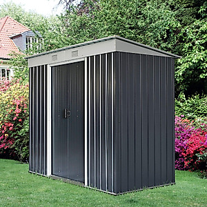 Outsunny 7' x 4' Metal Outdoor Storage Shed, Garden Tool Storage House Organizer with Sliding Doors, Lock and 2 Vents, for Backyard Patio Lawn, Gray