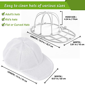 Hat Washer Cage Hat Cleaner, Hat Washer for baseball caps for Washing Machine or Dishwasher, Ball Cap Washer Frame for Flat & Curved Hats.2-Pack White