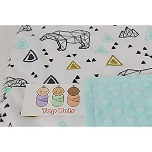 Top Tots Deluxe Baby Car Seat Canopy Cover, Kaleidoscope Bear, Minky Dot, White