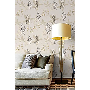 KAMTAIVOY 17.3in x 78.7in Peel and Stick Wallpaper Beige White Floral Contact Paper Removable Self-Adhesive Waterproof Flower Wallpaper Wall Mural Decoration for Bedroom Living Room