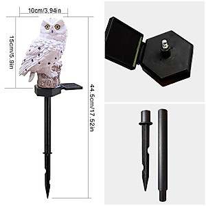 DUODEAN Solar Garden Lights, Cute White Owl Statues Waterproof Outdoor Decorations, Resin Animal Ornaments Gifts for Grandma Yard Lawn Pathway Flower Fence Art