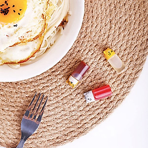 Yardwe 6pcs Condiments Squeeze Bottles with 2pcs Droppers Mini Cartoon Seasoning Sauce Bottle Animal Cap Refillable Vinegar Container Ketchup Honey Sauce Wrapping Tube Dispenser