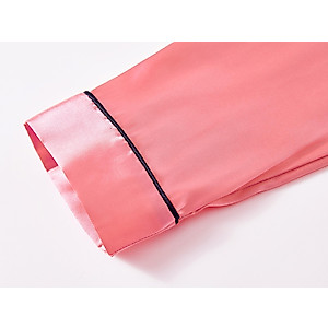 Beezizac Little & Big Girls Pajama Set Size 8 - Coral Satin Silky Cute Fall Winter Long Outfit