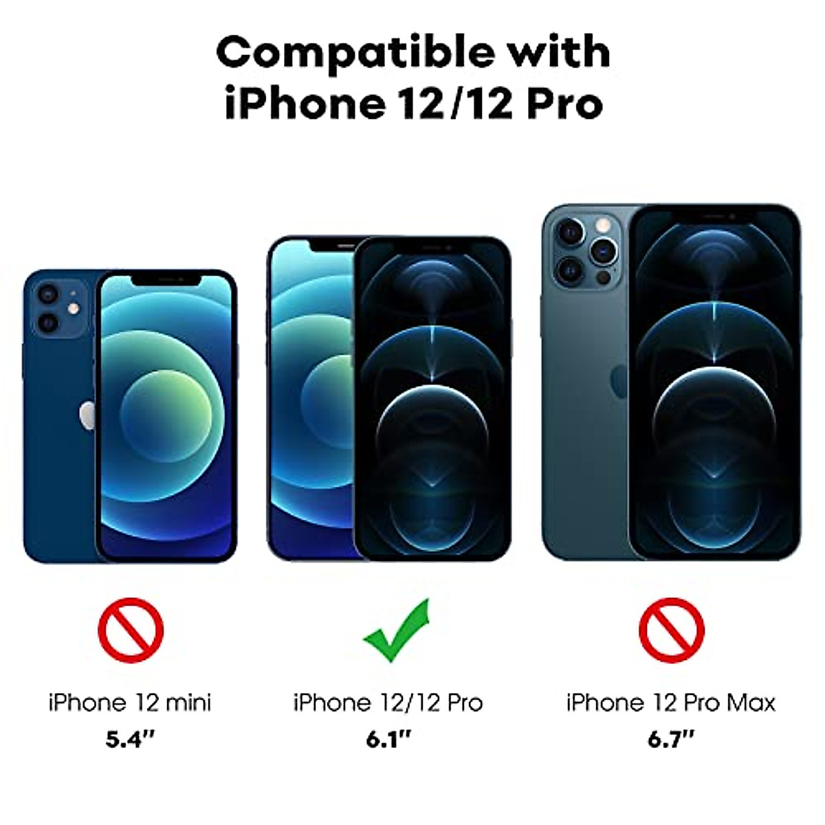 JETech Full Coverage Screen Protector for iPhone 12/12 Pro 6.1-Inch, Tempered Glass Film with Easy Installation Tool, Case-Friendly, HD Clear, 3-Pack
