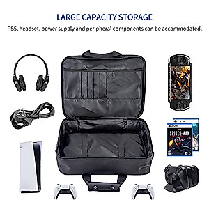 PS5 Carrying Case, PS5 Backpack Travel Case, Playstation 5 Controller Bag, PS5 Digital Edition Headset and Console Holder Backpack Storage Bag for PS5 Accessories (Black)