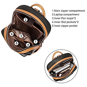 CLUCI Womens Laptop Backpack Leather 15.7 Inch Computer Backpack Travel Vintage Daypack Black with Brown 2