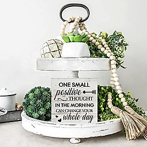 Inspirational Positive Thought Wooden Box Sign Desk Decor Rustic Motivational Wood Block Plaque Box Sign for Home Living Room Office Shelf Table Decoration (5 X 5 Inch)