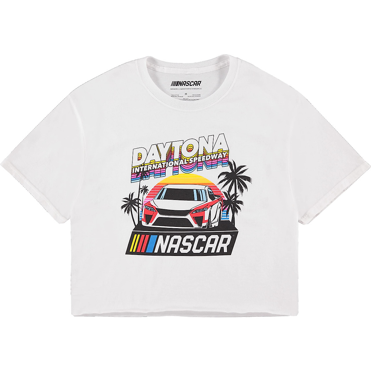 NASCAR Ladies Racing Fashion Shirt - Ladies Classic Racing Tee Crop Top Tee (White, X-Large)