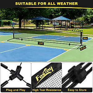 Fostoy Pickleball Set with Net, 17FT Portable Pickleball Net, 36-61in Adjusts All in one Pickleball Badminton Net Set with Pickleball Paddles and Badminton Rackets for All-Weather for Indoor Outdoor