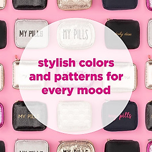 Miamica Zippered “My Pills” Pill Case with 8-Day Removable Plastic Medicine Organizer, Rose Gold, 3.5” L x 2.75” W x 1.25” H – Keep Your Vitamins and Pills Organized – Compact and Sleek Pill Box