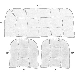 RSH Décor Indoor Outdoor 3 Piece Tufted Wicker Cushion Set, (Standard, Daelyn Navy + Navy Blue)