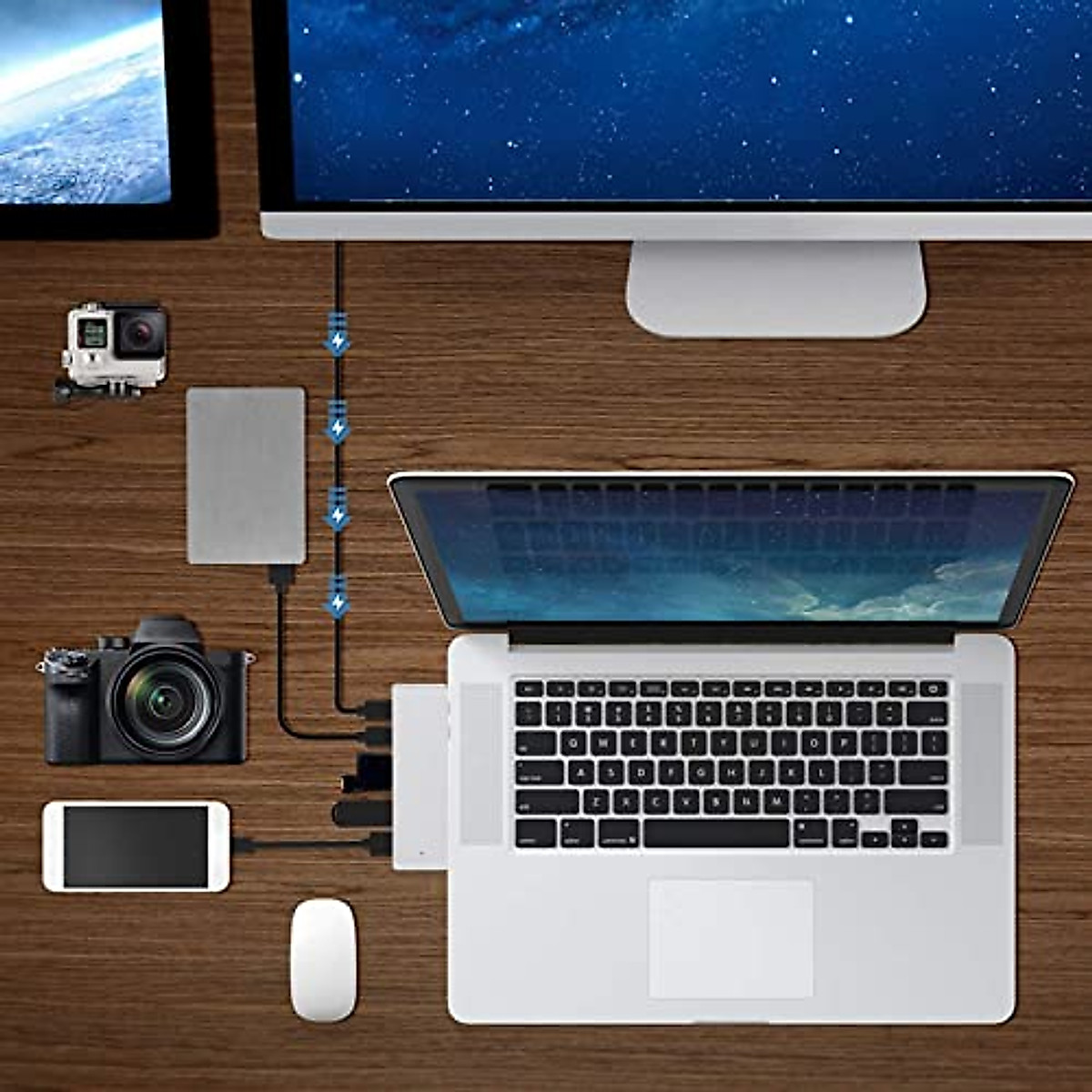 USB C Adapter, Docking Hub Large Scale Expansion Durable Material Simultaneous Connection Super Data Transmission for Data Transmission