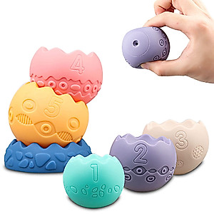 Miawow Stacking Balls Soft Toys for Babies 6 12 18 Months 1 Year Old Girls Boys - Toddlers Sensory Educational Montessori Baby Blocks - Infant Newborn Developmental Teething Learning Stacker Cups