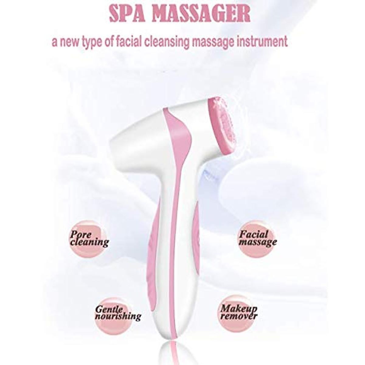 Magentak Electric Facial Cleansing Brush and Spa Massager Rechargeable Heart Motivation with 2 Types of Silicone Heads for Deep Cleansing, Exfoliating and Massaging (Pink)