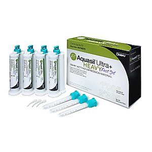 Aquasil Ultra+ Smart Wetting Tray Impression Material Vinylpolysiloxane Refill 50 mL Heavy Body Regular Set Light Green Unflavored (Pack of 4)