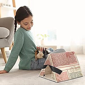 Y-DSIWX Guinea Pig House Bed, Rabbit Large Hideout, Small Animals Nest Hamster Cage Habitats Newspaper Retro