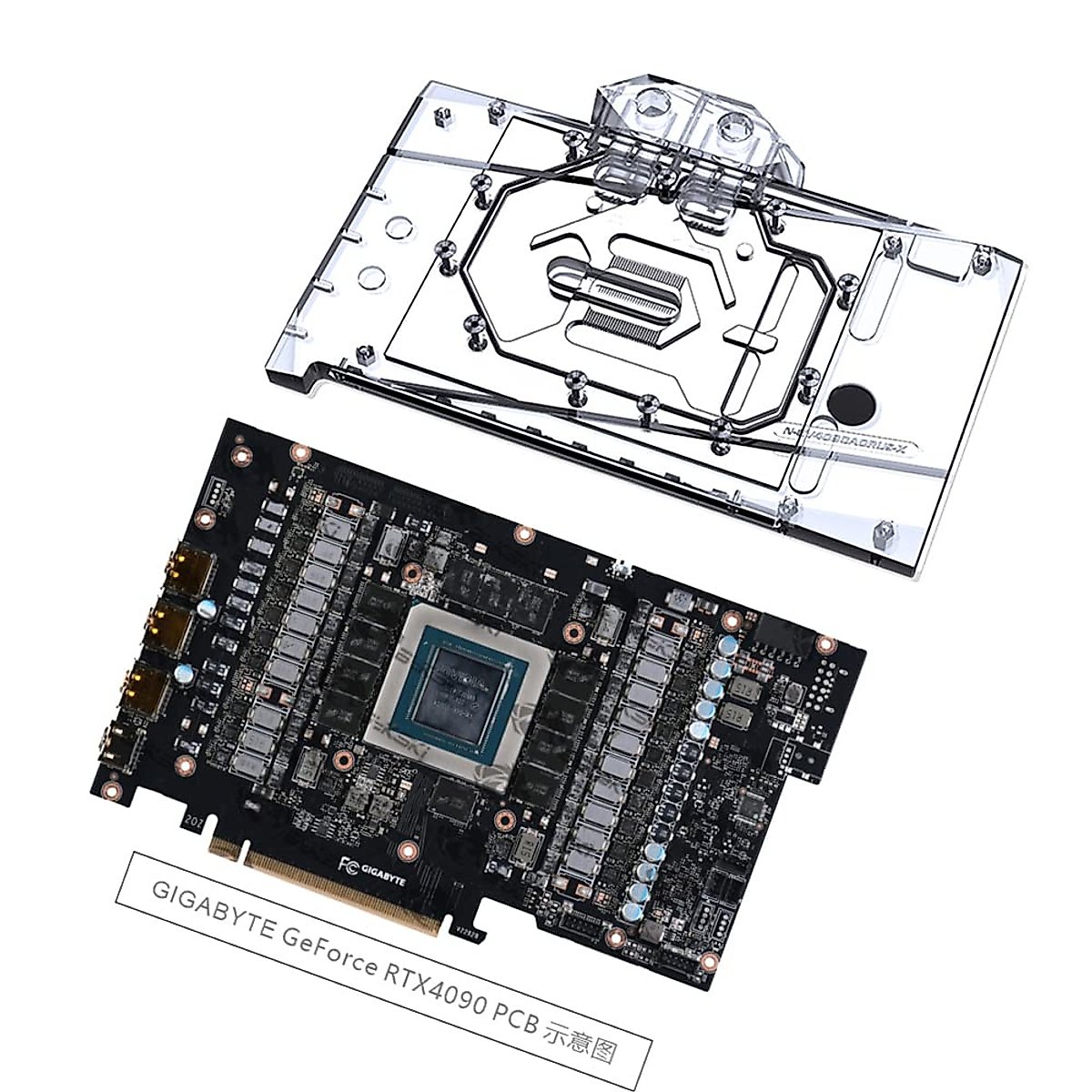 Copper GPU Water Cooling Block GPU Waterblock Graphics Card Water Cooling Block for Gigabyte Aorus GeForce RTX 4090 Master Gaming (5V ARGB RBW Aura Effect LED Lights GPU Block with Backplate)