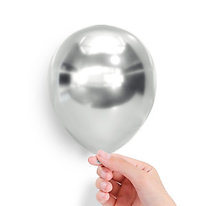 Metallic Silver Balloons 5 inch 50pcs Silver Latex Party Balloon Chrome Balloons for Wedding Engagement Anniversary Birthday Party Decorations