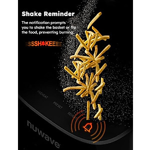 Nuwave Brio Plus 8 Qt Air Fryer, PFAS Free, New & Improved, Digital Touch Screen, Cool White Display, 50°F~400°F in Precise 5°, 5 Cook Functions, 100 Presets & 50 Memory, 3 Wattages 700, 1500, 1800