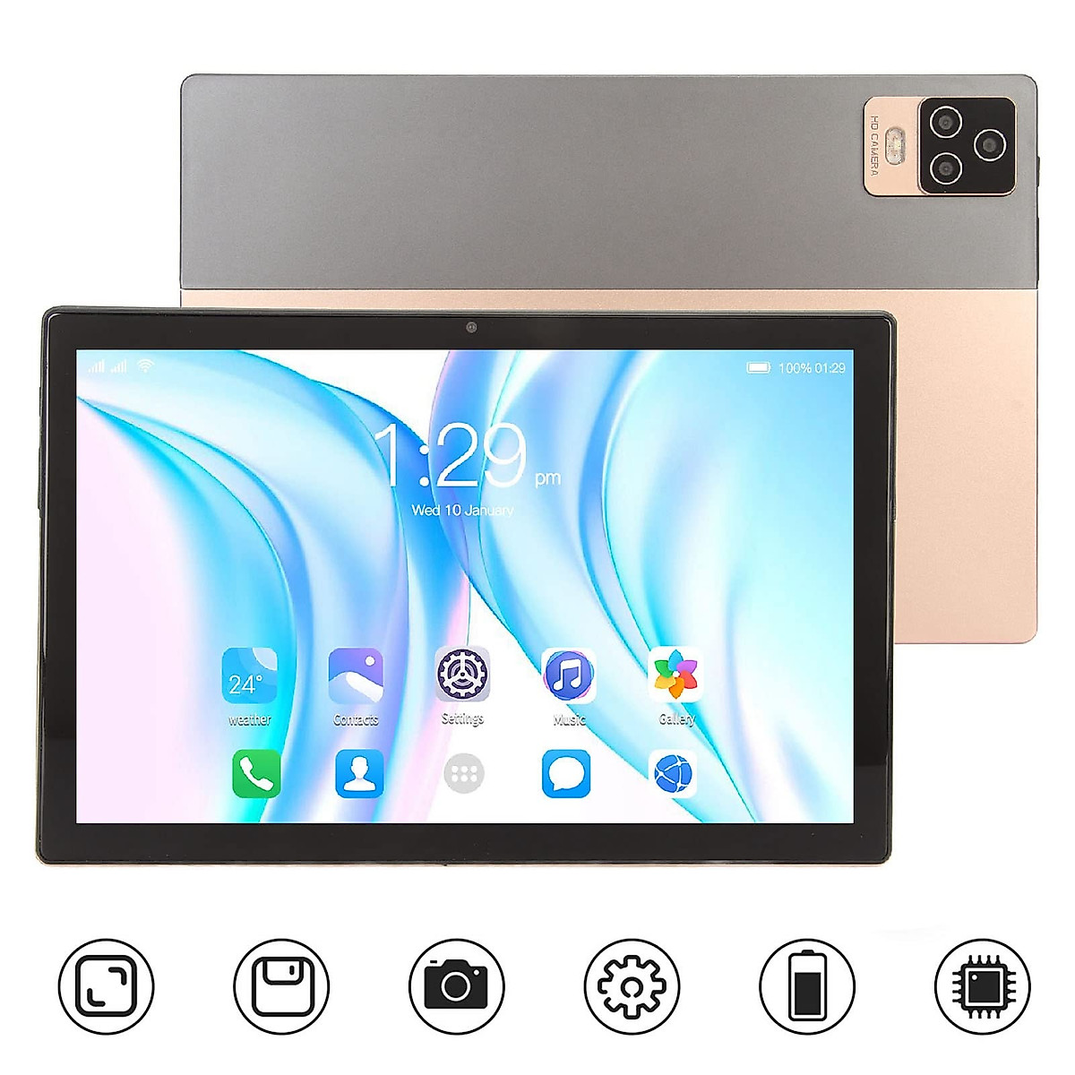 Luqeeg 10.1 Inch Tablet, 8GB RAM 256GB ROM 100-240V Support Fast Charging 8 Core CPU FHD Tablet 5G WiFi for Reading for Android 12 (US Plug)