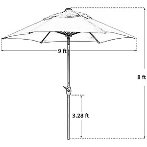 uHousDeco 9 ft Solar LED Patio Umbrella Umbrella, Auto Control and Rotatable Design Taupe