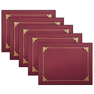 25 Pack Red Certificate Holders, Diploma Holders, Document Covers with Gold Foil Border, by Better Office Products, for Letter Size Paper, 25 Count, Crimson Red