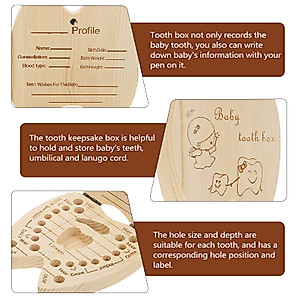 Kisangel 1pc Baby Tooth Save Box Tooth Fairy Box Teeth Souvenir Box Wooden Tooth Keepsake Box Teeth Storage Container