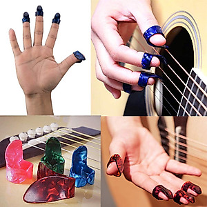 KEWAYO 15 Pieces Steel Finger Picks Set, Including Stainless Steel Finger Picks and Thumb Picks, Metal Finger Picks Adjustable Bass Finger Picks for Guitar, Banjos, Instruments (Stylish Style)