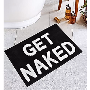 Zeeinx Get Naked Bathroom Shower Curtain Sets with Rugs Non Slip Absorbent Get Naked Bath Rugs Funny Bathroom Decor Shower Curtain Sets with 12 Hooks,72" x 72" Black