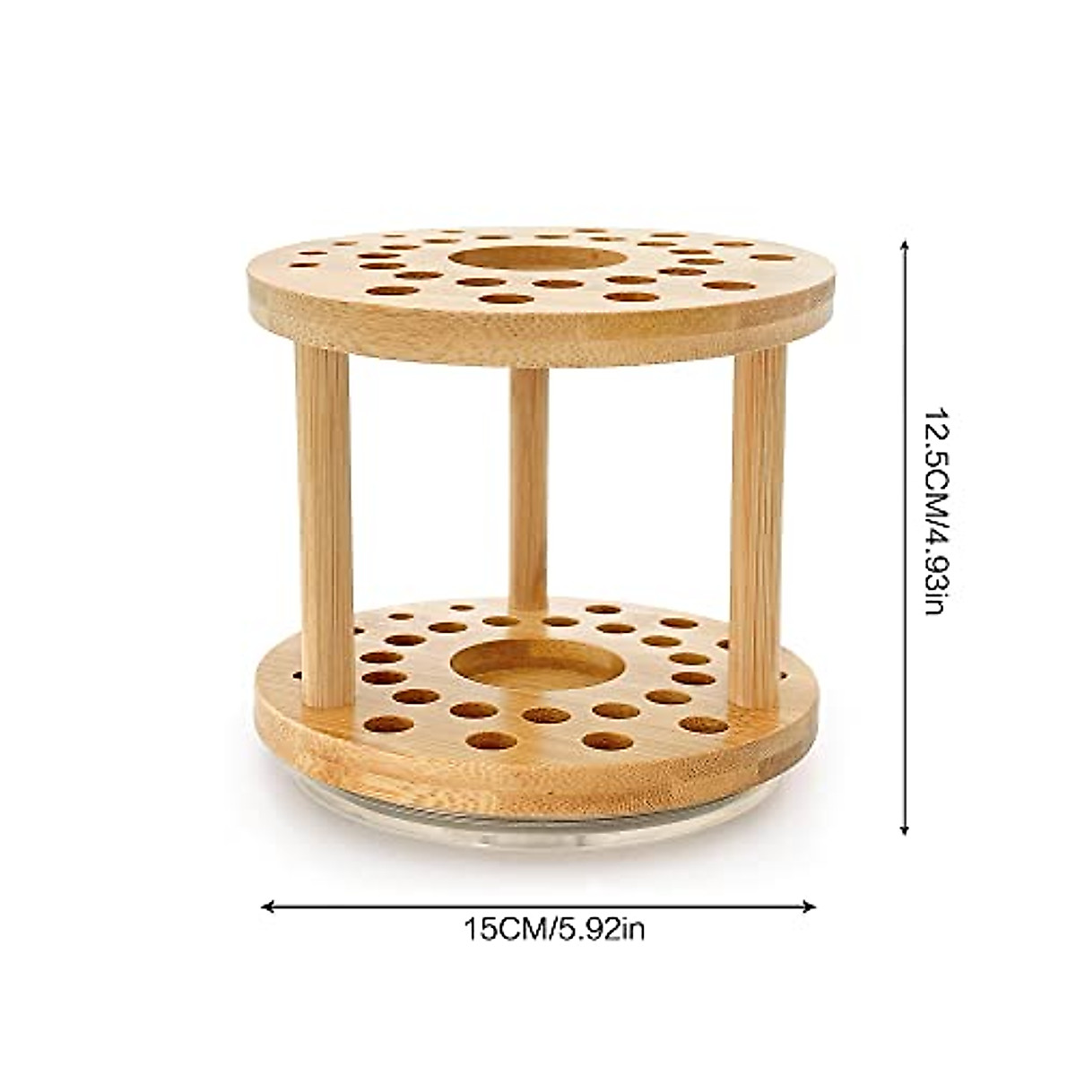 Paint Brush Holder 360 Rotating Bamboo Display Drying Stand Watercolor Coloring Brush Organizer Display Stand Tray Rack with 29 Holes（1 Big Hole 23 middle Holes 5 Small Holes）