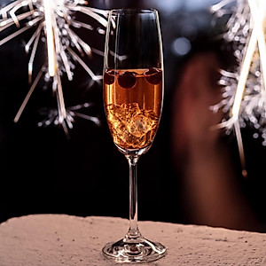 Krosno Crystal Champagne Flute Glasses | Set of 6 | 6.8 oz | Venezia Collection | Perfect for Home Restaurants and Parties | Dishwasher Safe | Gift Idea | Made in Europe