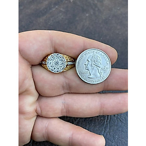 Iced CZ Nugget Ring - Men's 14k Gold Over Real 925 Sterling Silver Ring - Micropave Baguette Ring - Pinky Or Any Other Finger Ring (11)