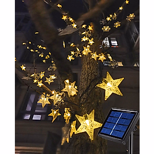 Abkshine 50ft 120 LED Solar Star Fairy Lights, Outdoor Decorative Solar String Lights, Waterproof Ambiance Lighting for Patio Deck,Camper,Gazebo,Girls Themed Room,Garden,Porch,Bush Decor,Warm White