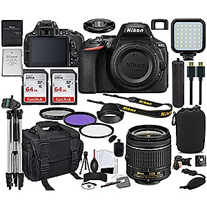 Nikon Intl. D5600 DSLR Camera with 18-55mm VR Lens Bundle (1576) + Prime Accessory Kit Including 128GB Memory, Light, Camera Case, Hand Grip & More (Renewed)