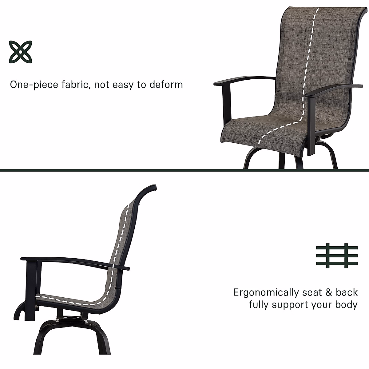 Grand patio Outdoor Counter Height Patio Stools Set of 2, Swivel Bar Chairs for Balcony, Poolside, Backyard, Garden (Coffee, 2PC)