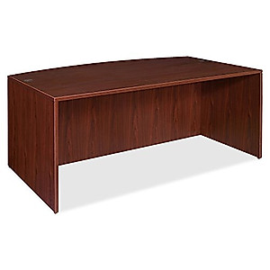 Lorell Bow Front Desk Shell, 72 by 36 by 29-1/2-Inch, Mahogany