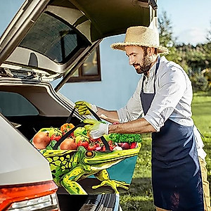 Reusable Grocery Bags Boxes Storage Basket, Red Eye Frog Pattern Collapsible Utility Tote Bags with Long Handle