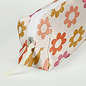 Pencil Pouch Pencil Case Pencil Bag Pen Case Pouch Box Organizer for Teen Girls Boys School Students Men Women Waterproof Zipper Pouch for Office Supplies Makeup, Boho Hippie Retro Daisy Flower Decor