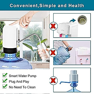 5 Gallon Water Dispenser-Electric Drinking Water Pump Portable Water Dispenser USB Charging Water Bottle Pump for 5 Gallon Bottle -Hushtong