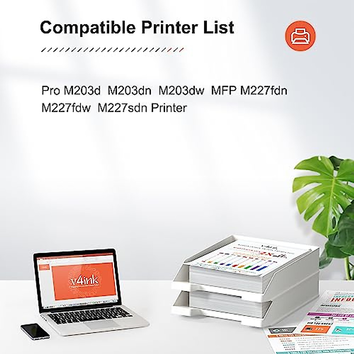 v4ink Compatible 30X Toner Cartridge Replacement for HP 30A 30X CF230X CF230A Toner High Yield Black Ink with chip for use in HP Pro MFP M227fdw M227fdn M227sdn M227 M203dw M203d M203dn M203 Printer