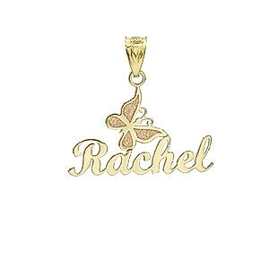 Certified 10k Yellow Gold Personalized Name Butterfly Pendant Custom Made Any Name
