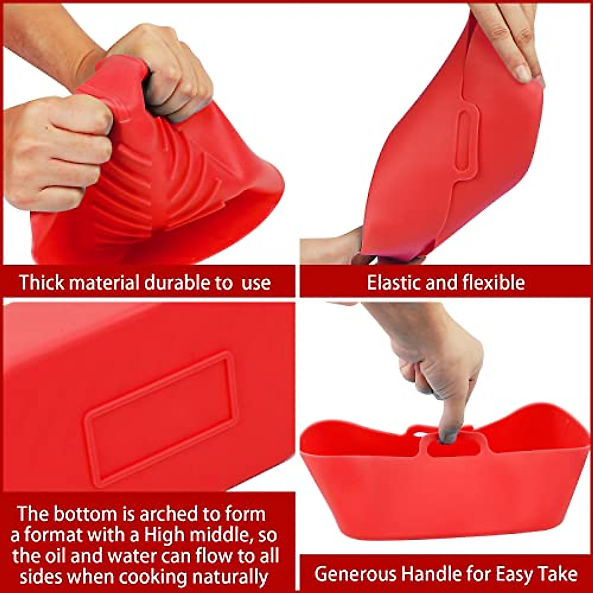 Air Fryer Silicone Liners-2Pcs Air Fryer Silicone Pot Reusable Silicone Air Fryer Liners Food Safe Non Stick Air Fryer Basket Accessories Replacement Baking Tray for Ninja Dual Dz201 Dualzone